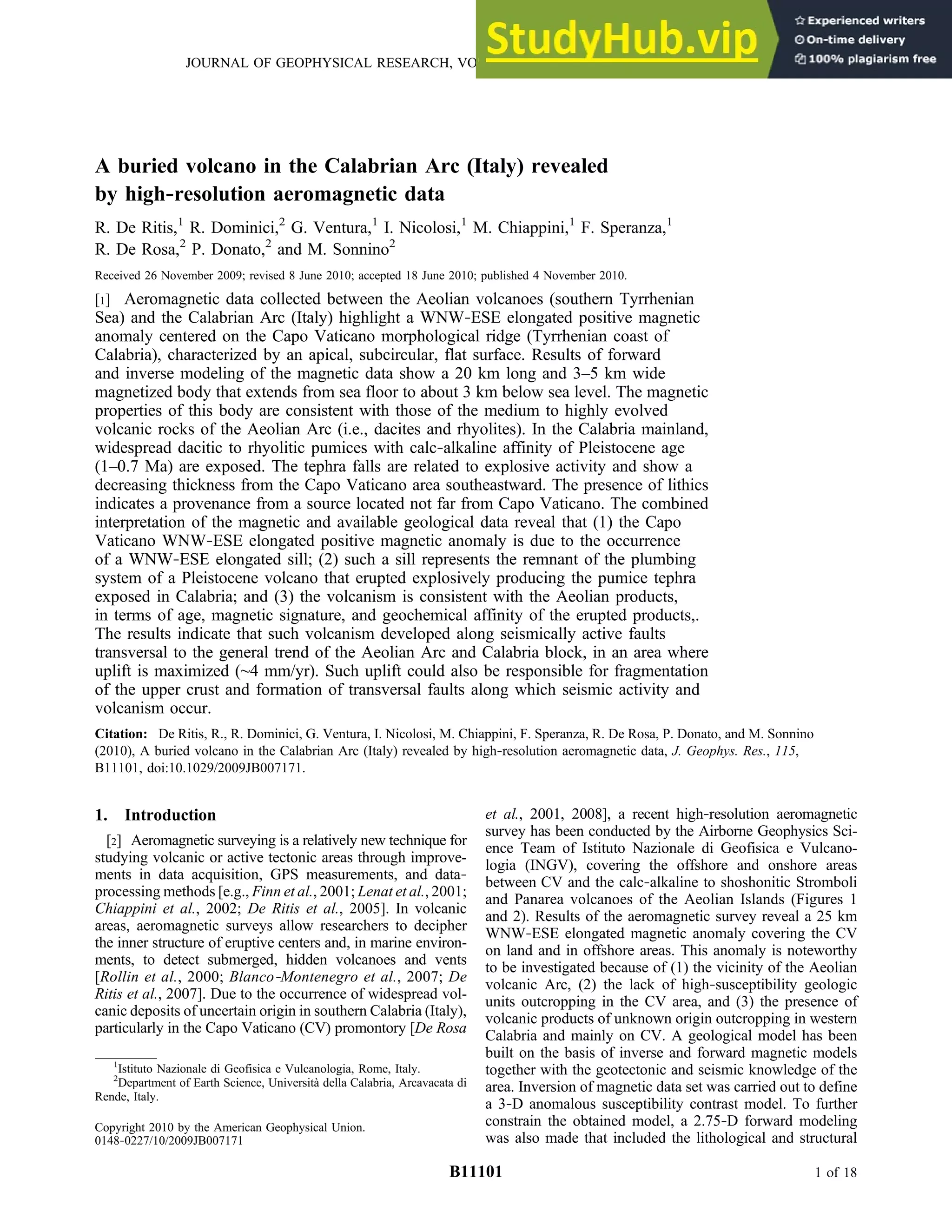 A Buried Volcano In The Calabrian Arc (Italy) Revealed By High ...