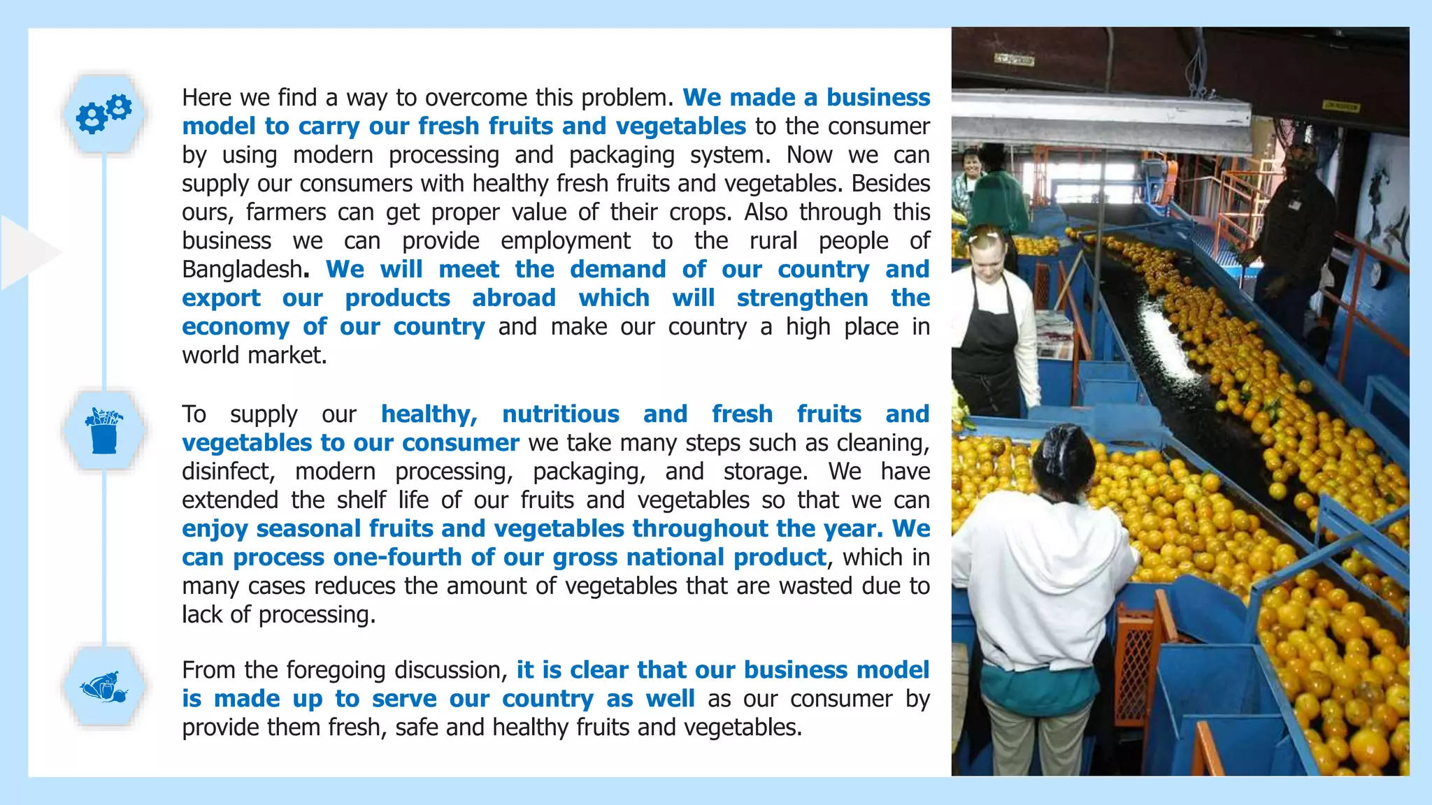 A business plan to start a fruit and vegetables processing industry | PPTX