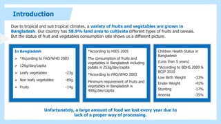A business plan to start a fruit and vegetables processing industry ...