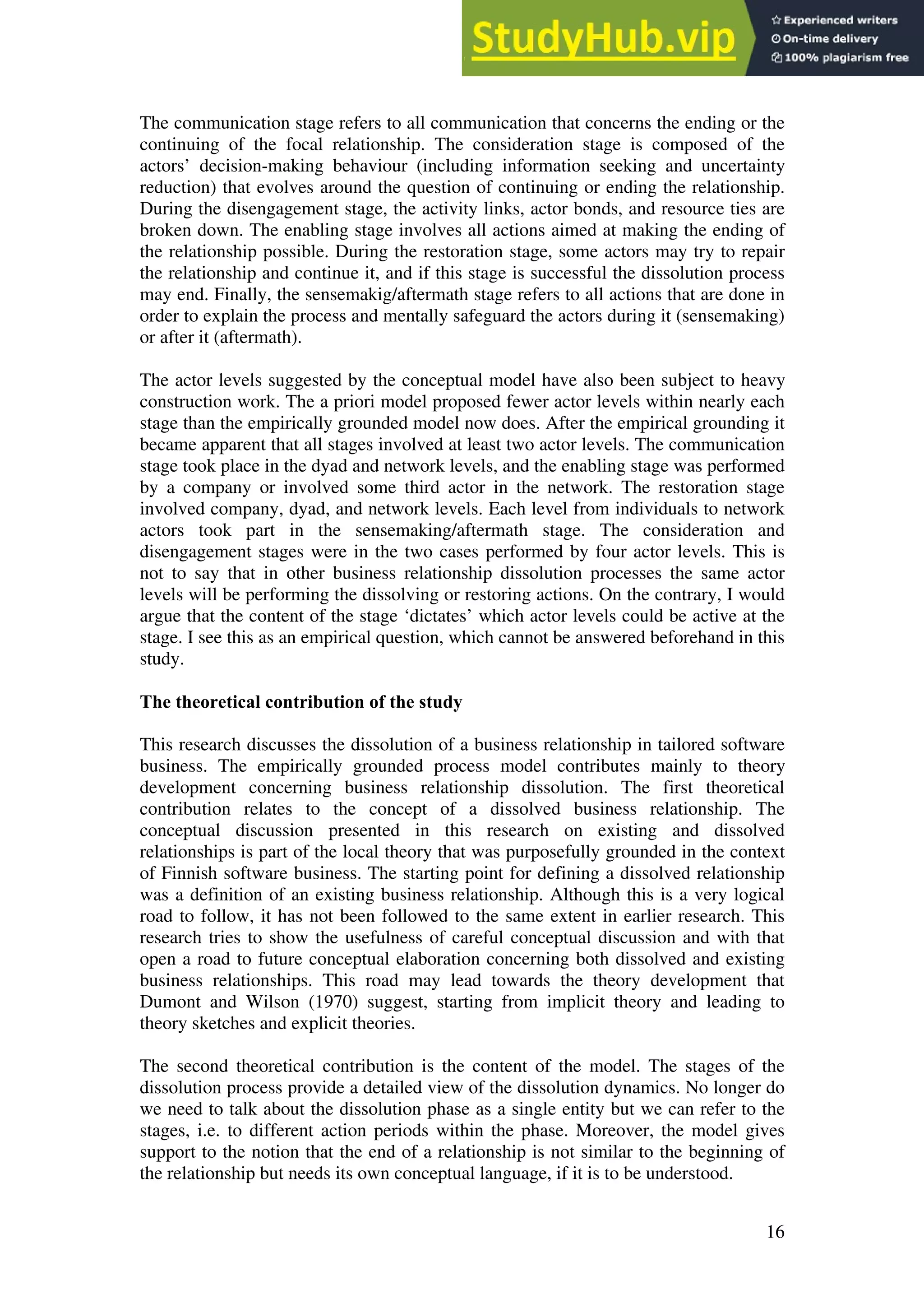 A Business Relationship Ending Process-Stages And Actors | PDF ...