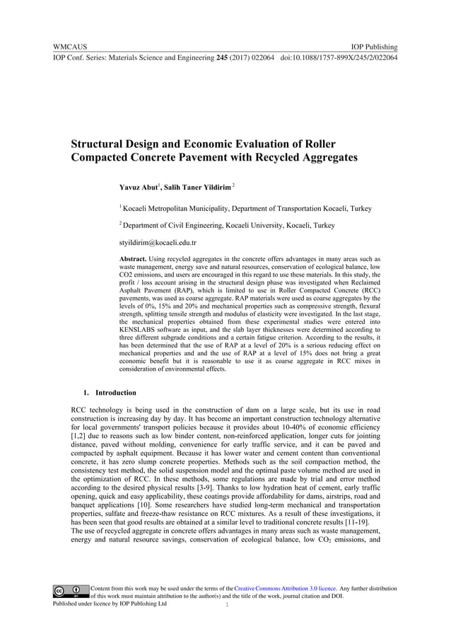 Structural design and economic evaluation of roller compacted concrete pavement | PDF