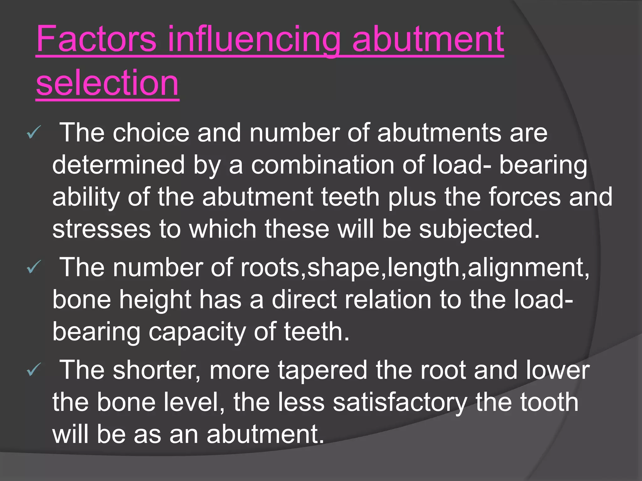 Abutment selection in fpd | PPTX