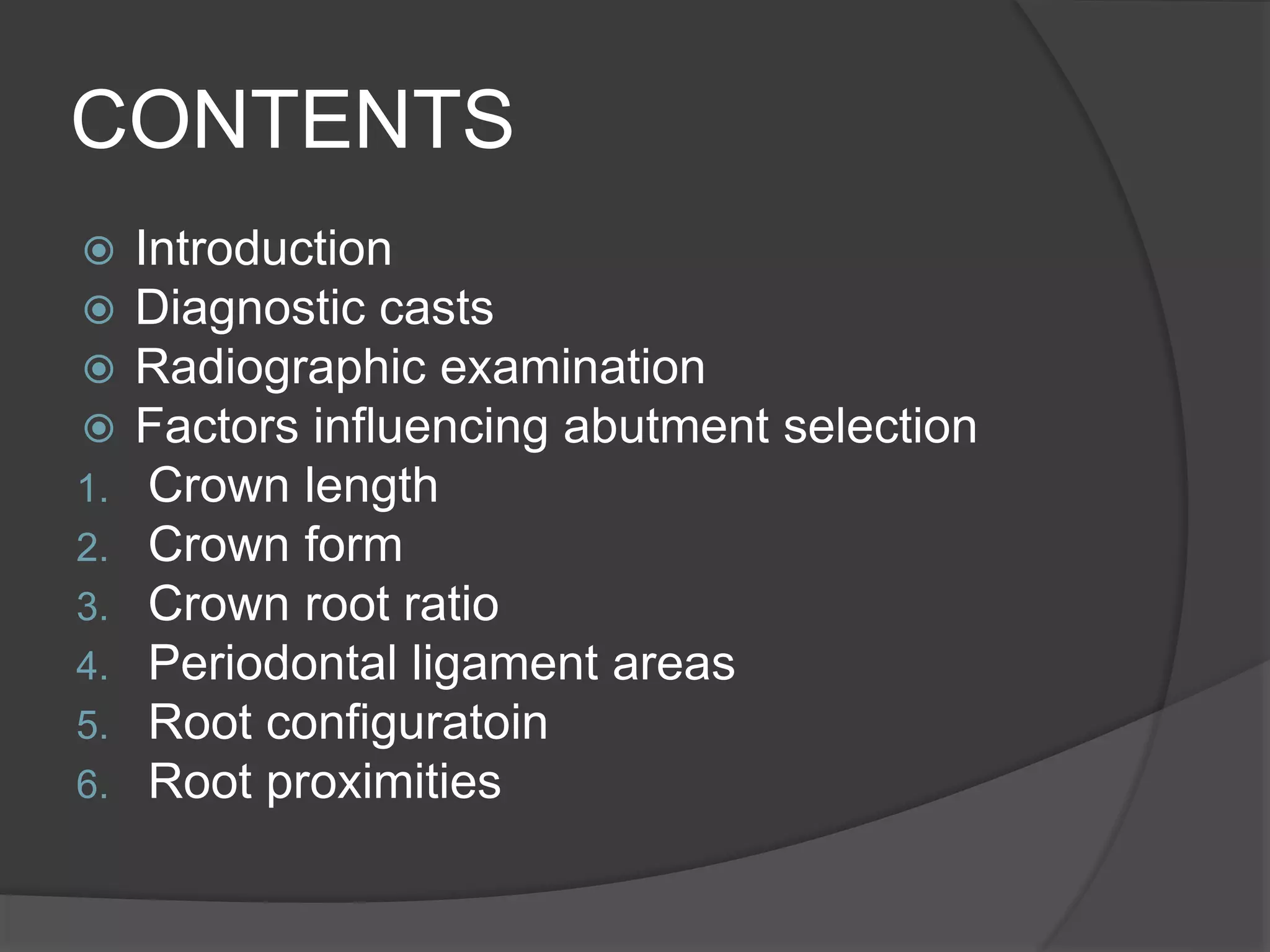 Abutment selection in fpd | PPTX