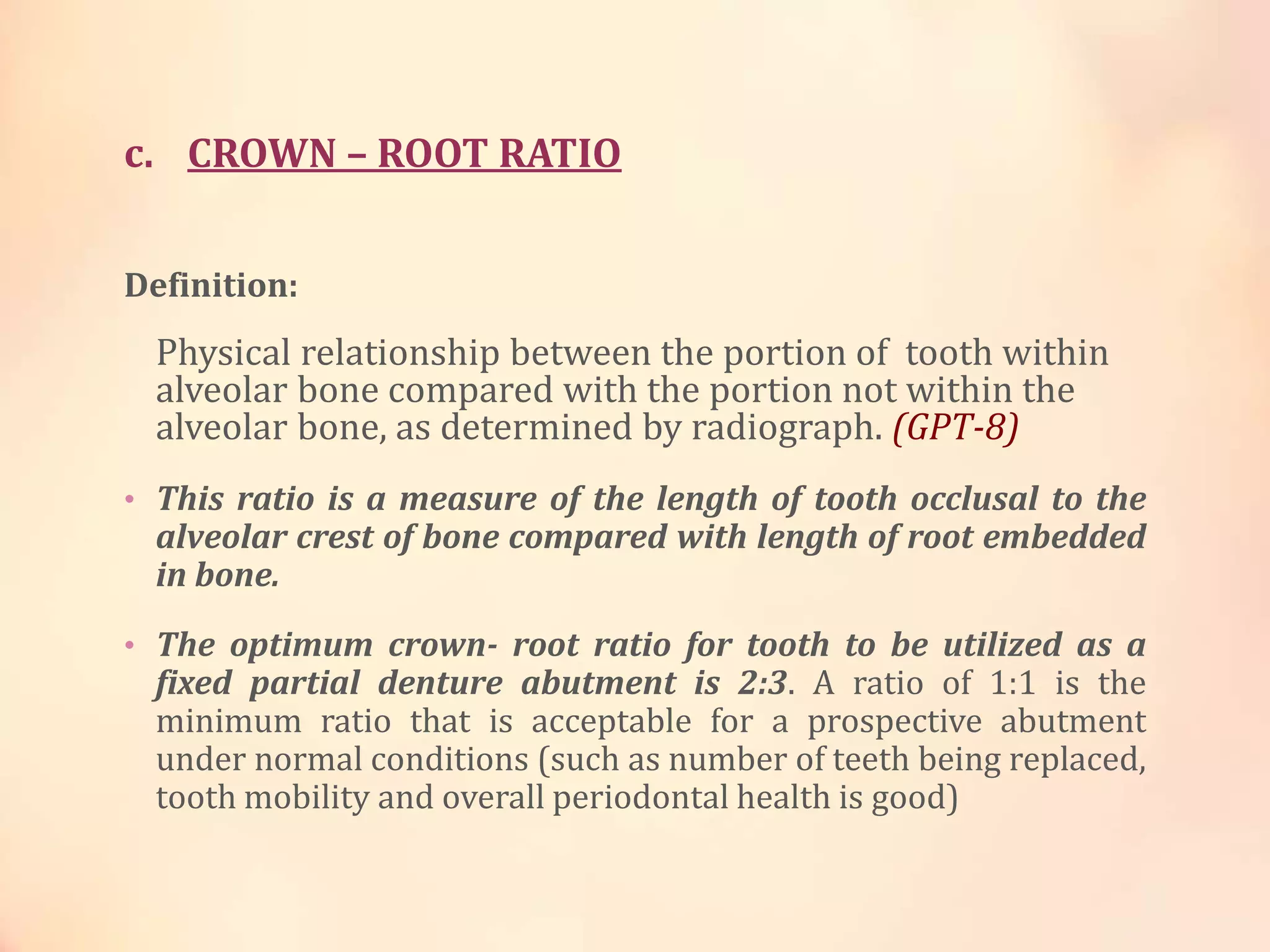 Abutment selection in FPD | PPTX