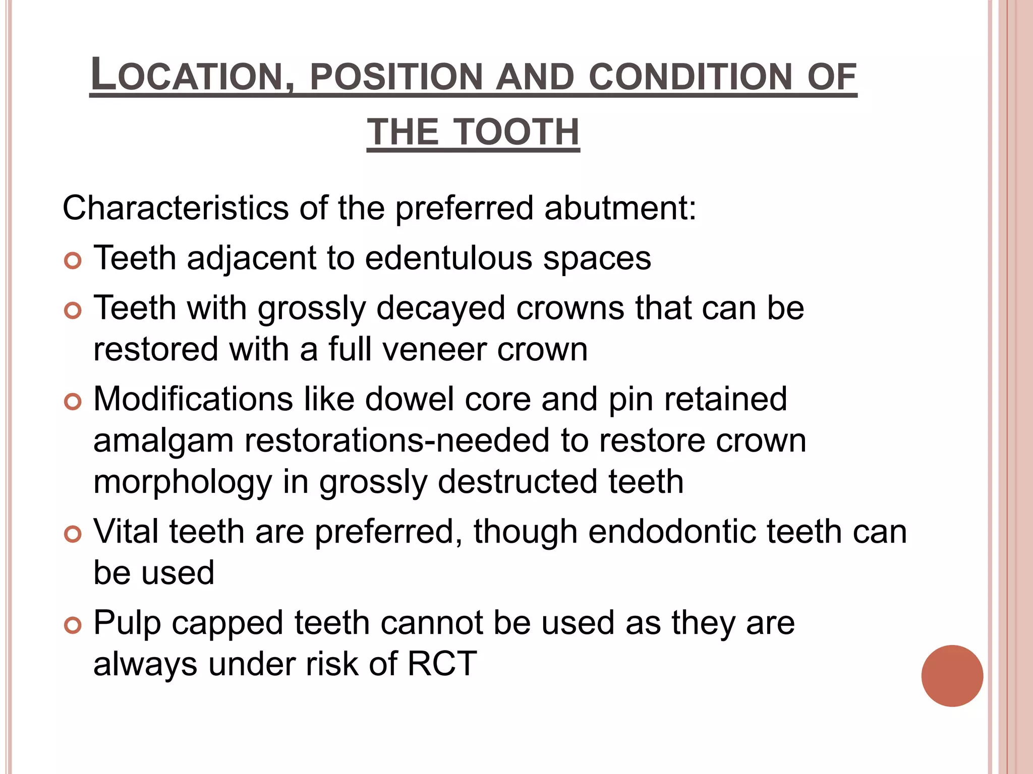 Selection of Abutment Teeth | PPTX