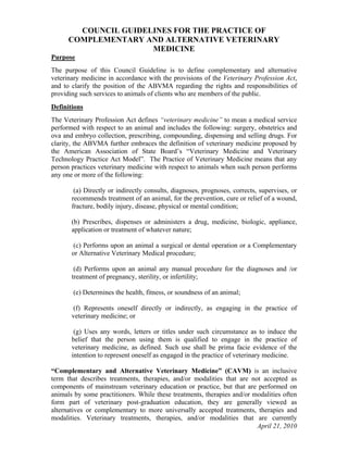Abvma council guidelines on alternative & complementary practices | PDF