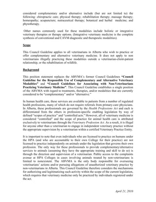 Abvma council guidelines on alternative & complementary practices | PDF ...