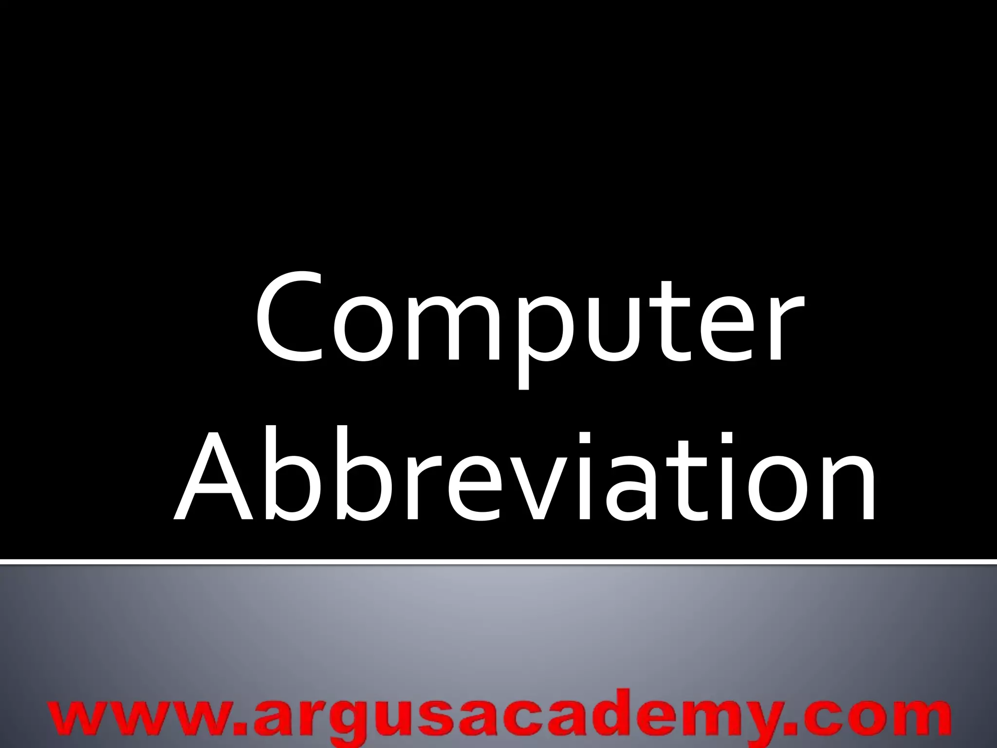 COMPUTER Abvreviation | PPSX