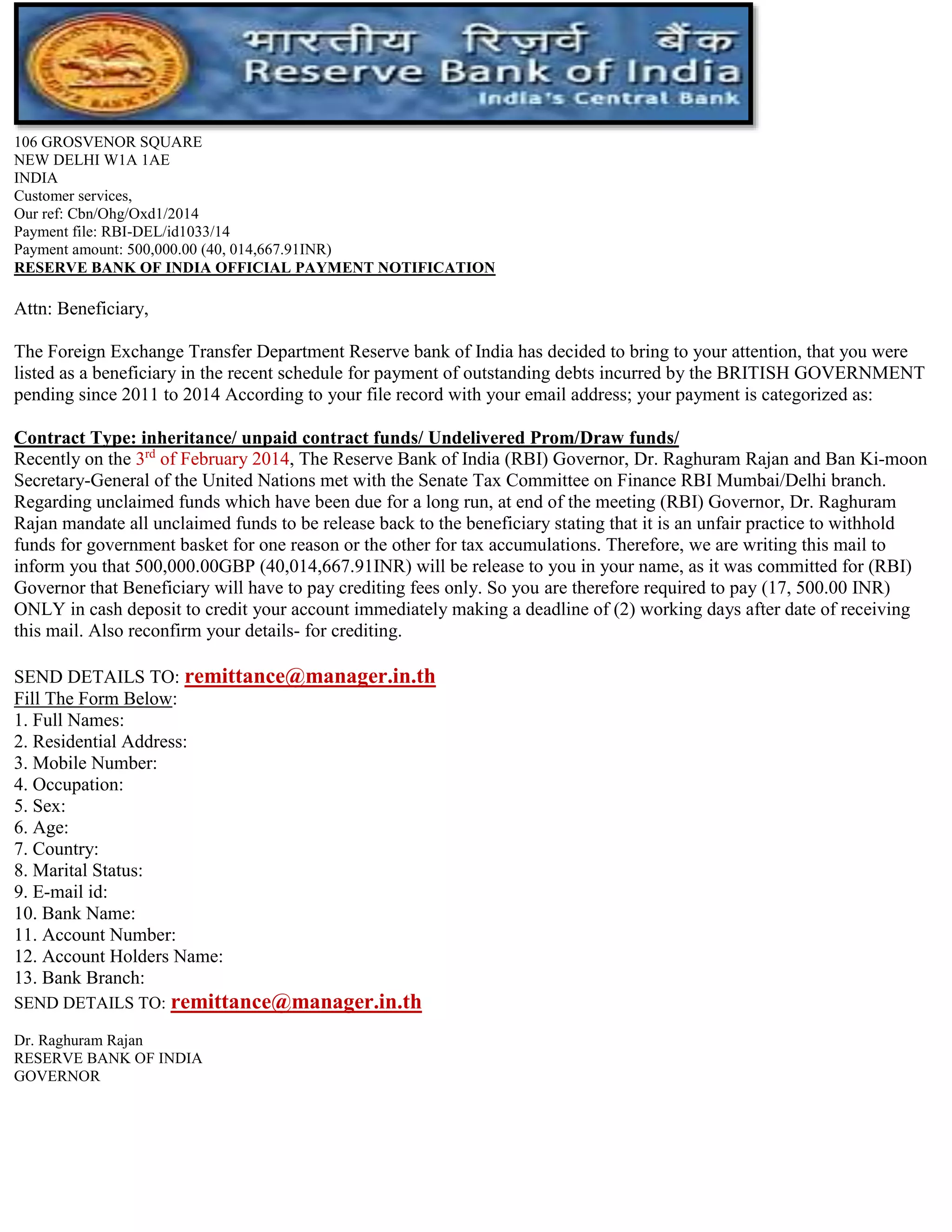 Reserve Bank of India Offer | DOCX