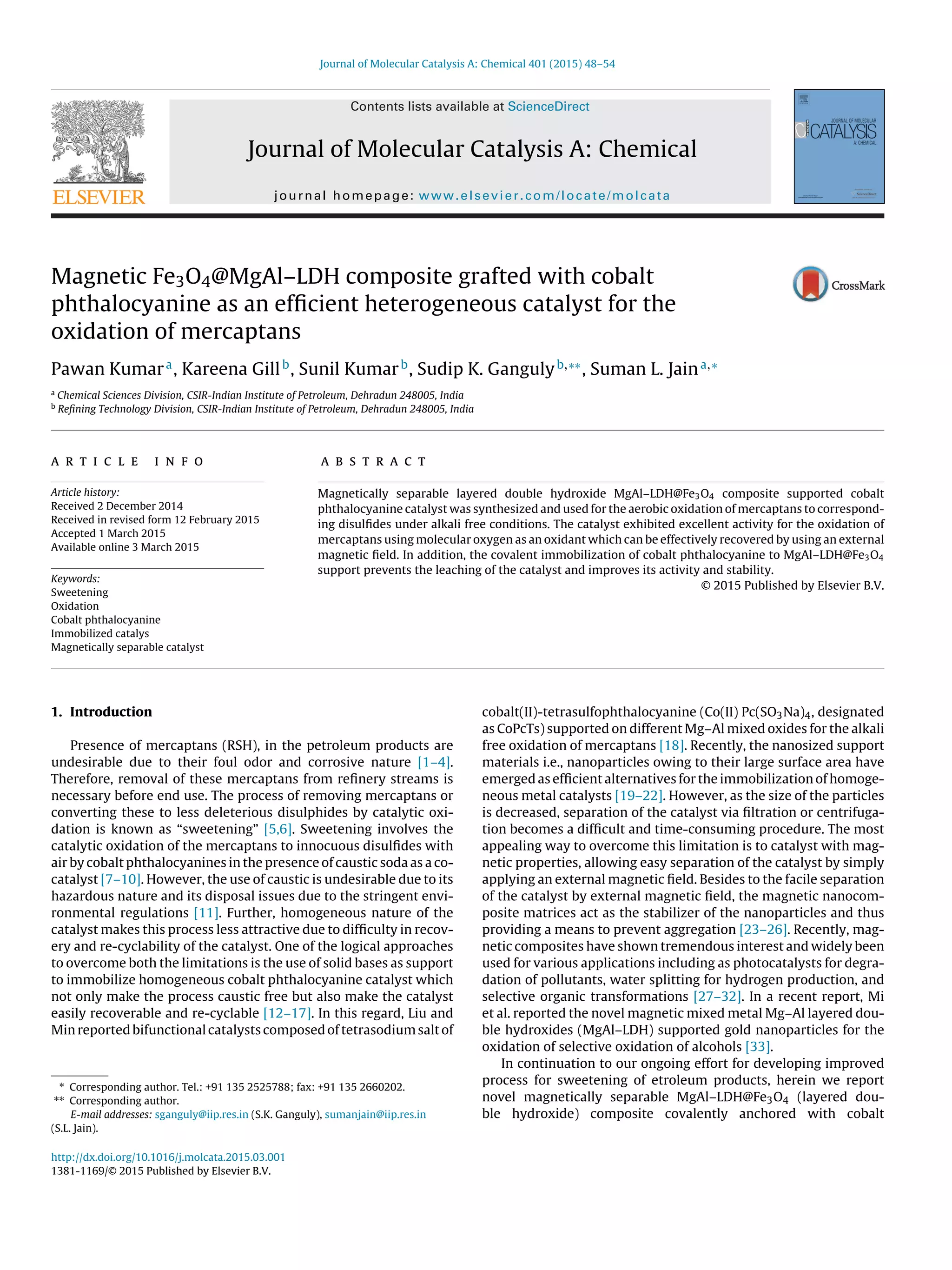 Magnetic Fe3O4@MgAl–LDH composite grafted with cobalt phthalocyanine as an efficient ...