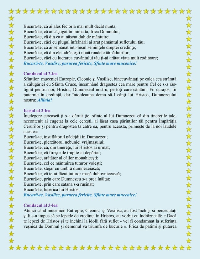 Acatistul Sfântului mucenic Vasilisc (3 martie şi 22 mai) | PDF