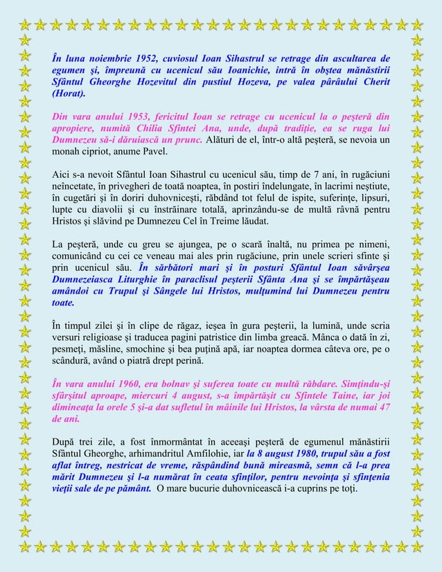 Acatistul Sfântului cuvios Ioan Iacob Hozevitul (alt acatist) (5 august ...