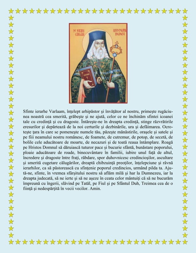 Acatistul Sfântului ierarh Varlaam, mitropolitul Moldovei (30 august) | PDF