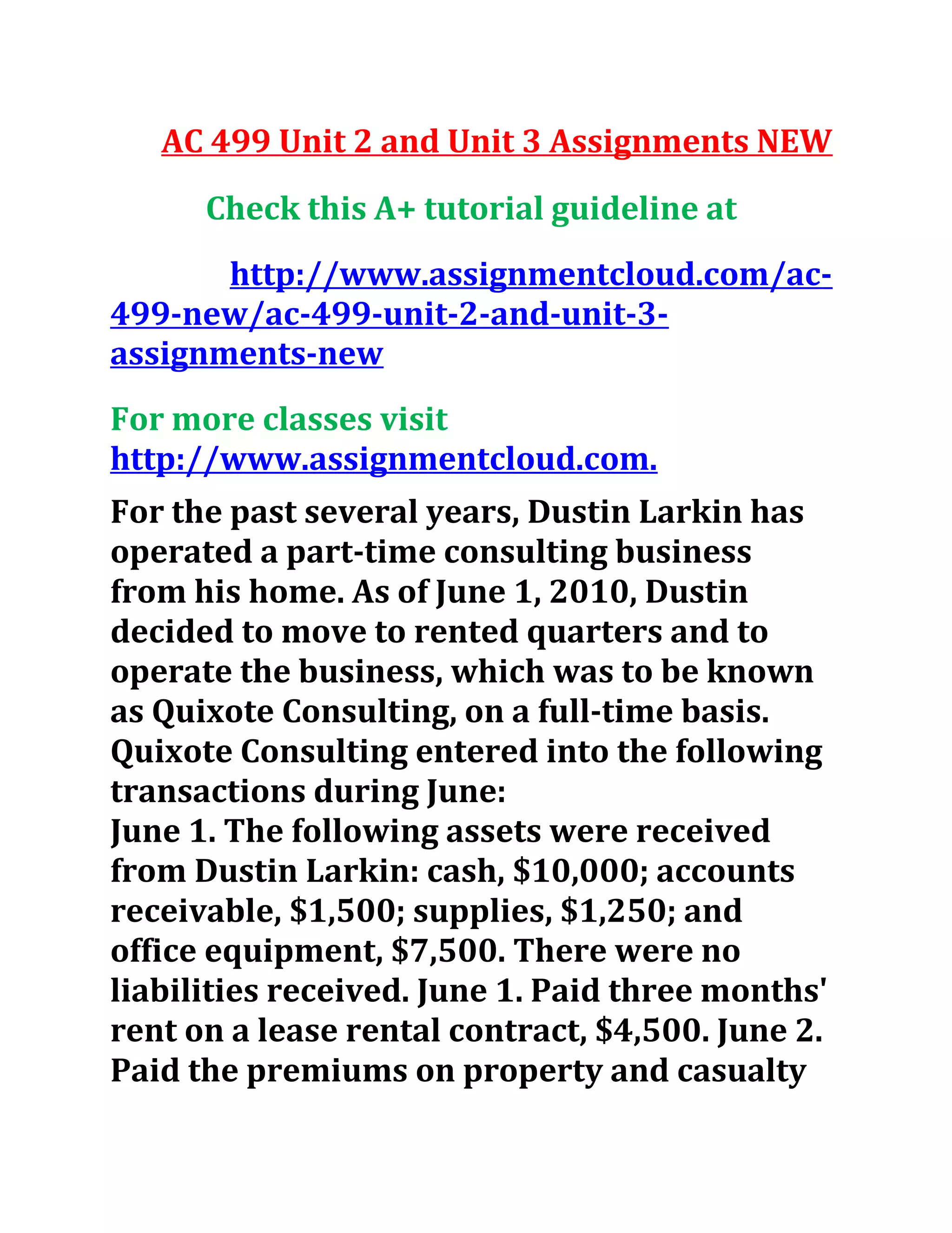 Ac 499-unit-2-and-unit-3-assignments-new | PPT