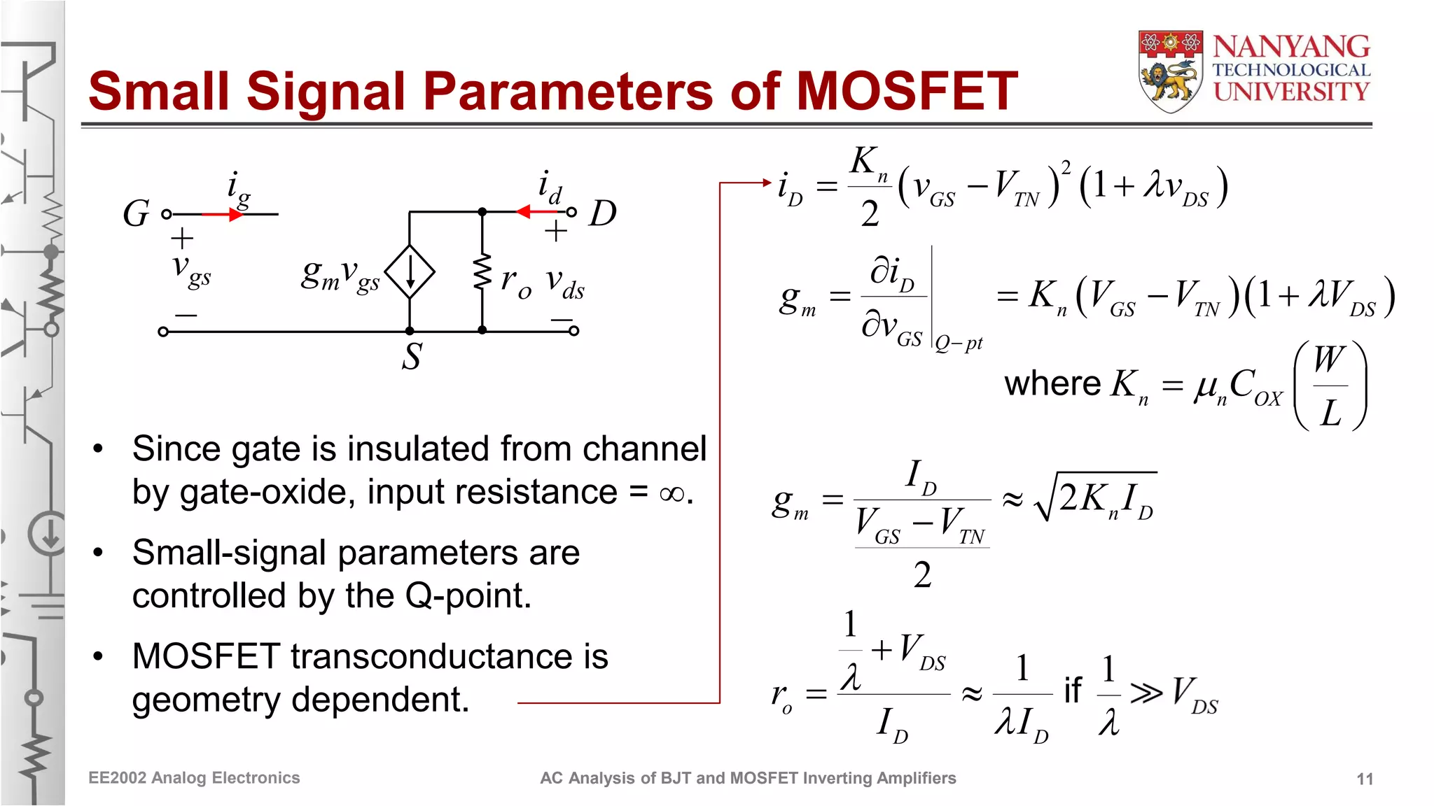 Ac analysis of bjt and mosfet inverting amplifiers | PDF