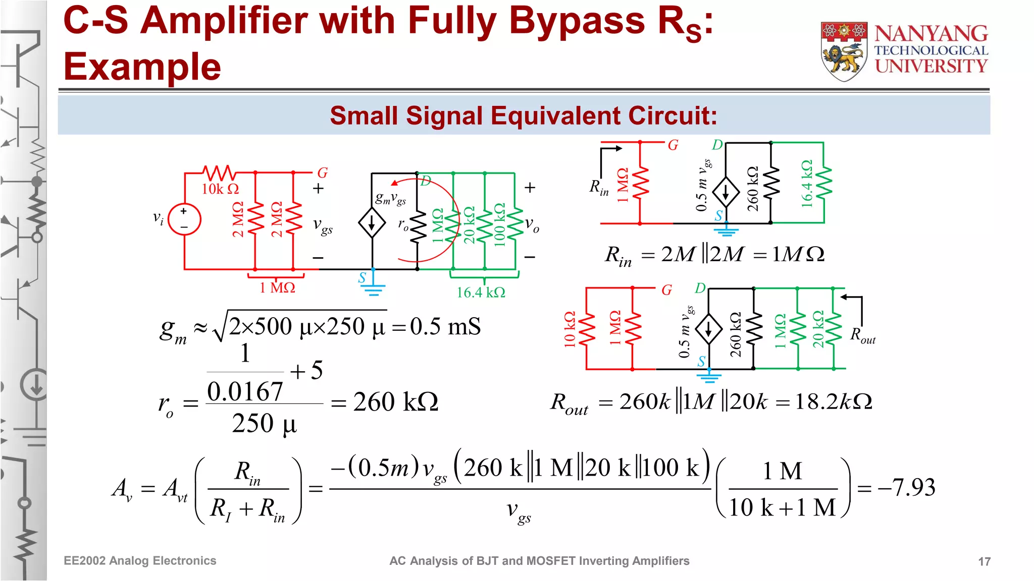 Ac analysis of bjt and mosfet inverting amplifiers | PDF
