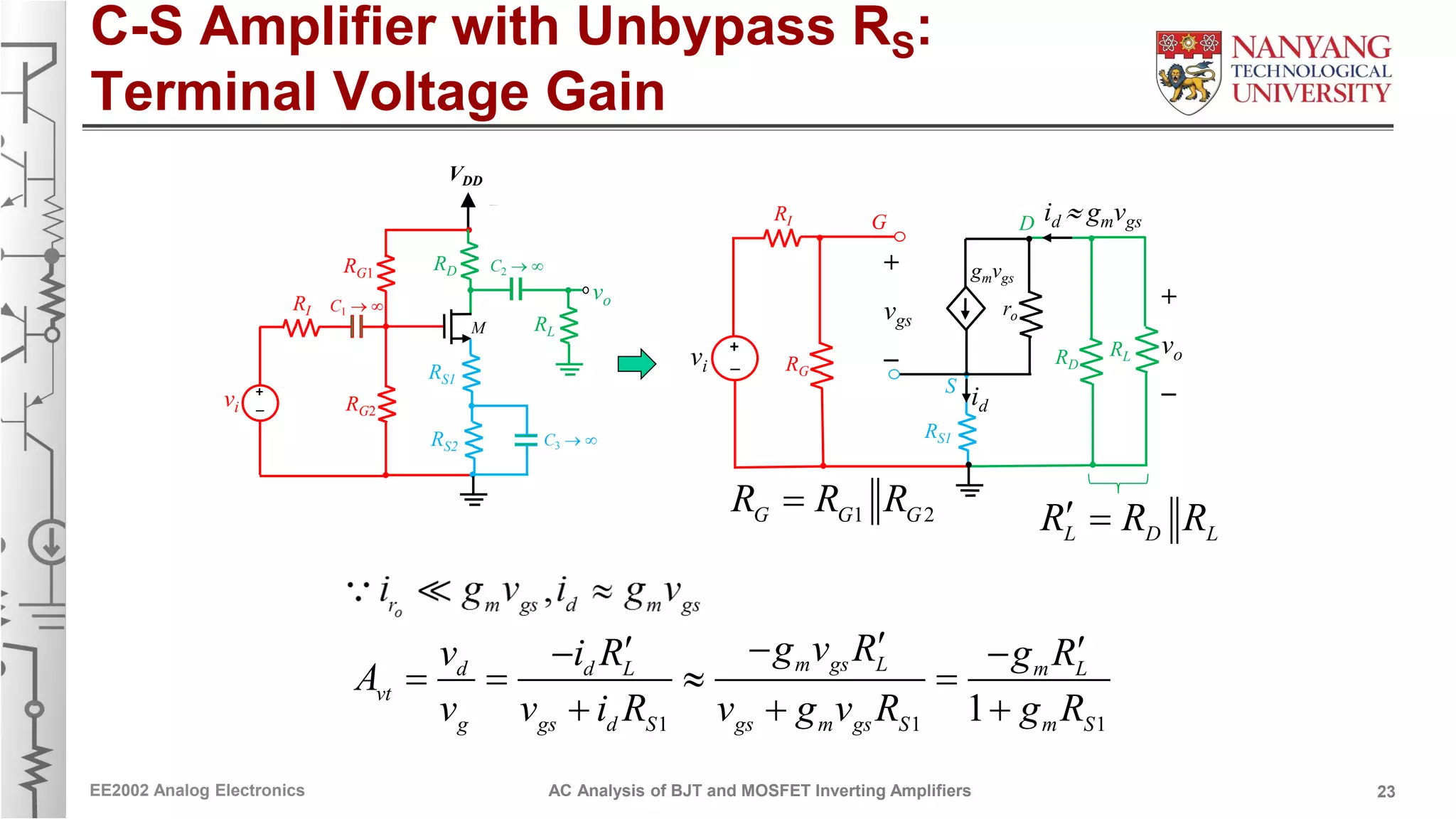 Ac analysis of bjt and mosfet inverting amplifiers | PDF