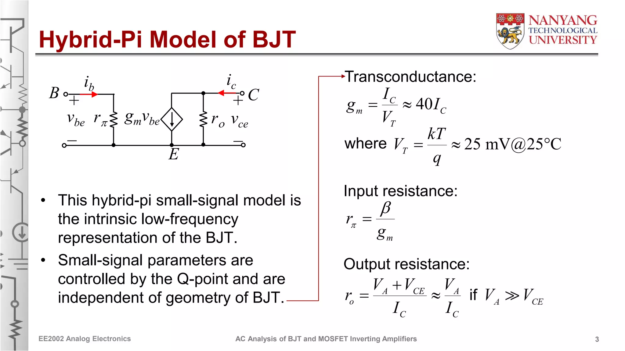 Ac analysis of bjt and mosfet inverting amplifiers | PDF
