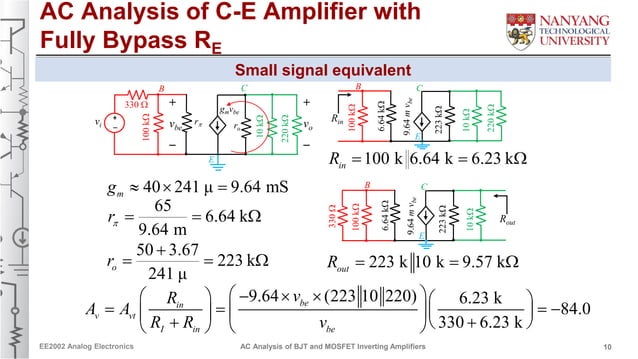 Ac analysis of bjt and mosfet inverting amplifiers | PDF