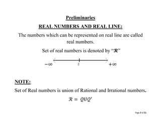 Applied Calculus: An introduction about Real Numbers and Real Line | PDF