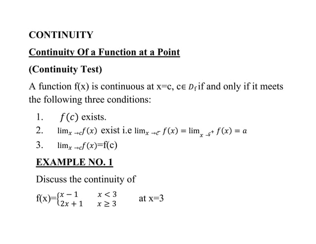 Applied Calculus: Continuity and Discontinuity of Function | PDF