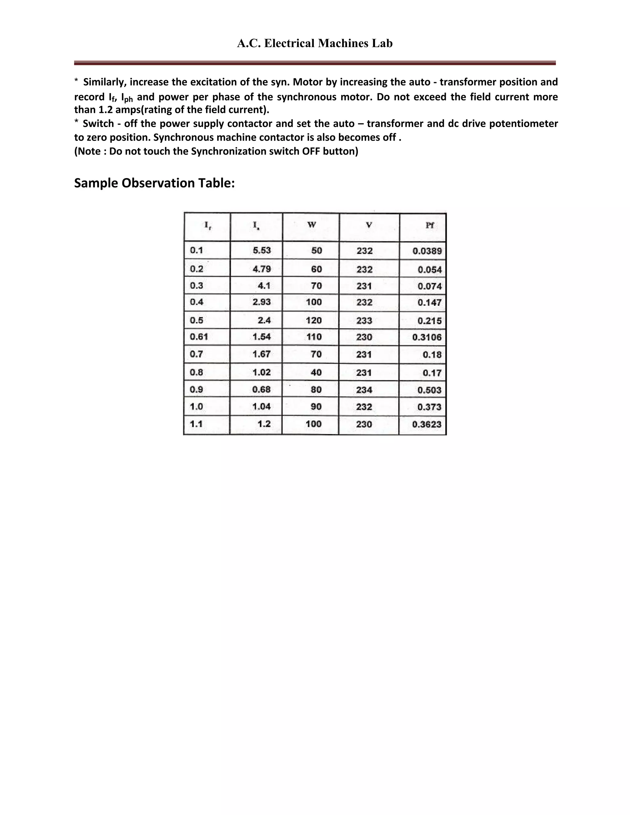 Ac machines-lab-manual | DOC