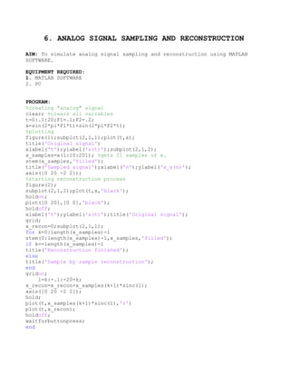 Ac matlab programs | DOCX