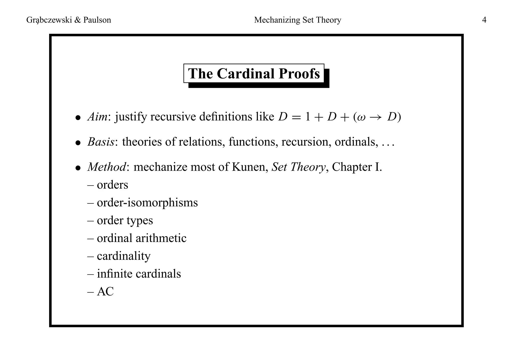 Mechanizing set theory: cardinal arithmetic and the axiom of choice | PPT