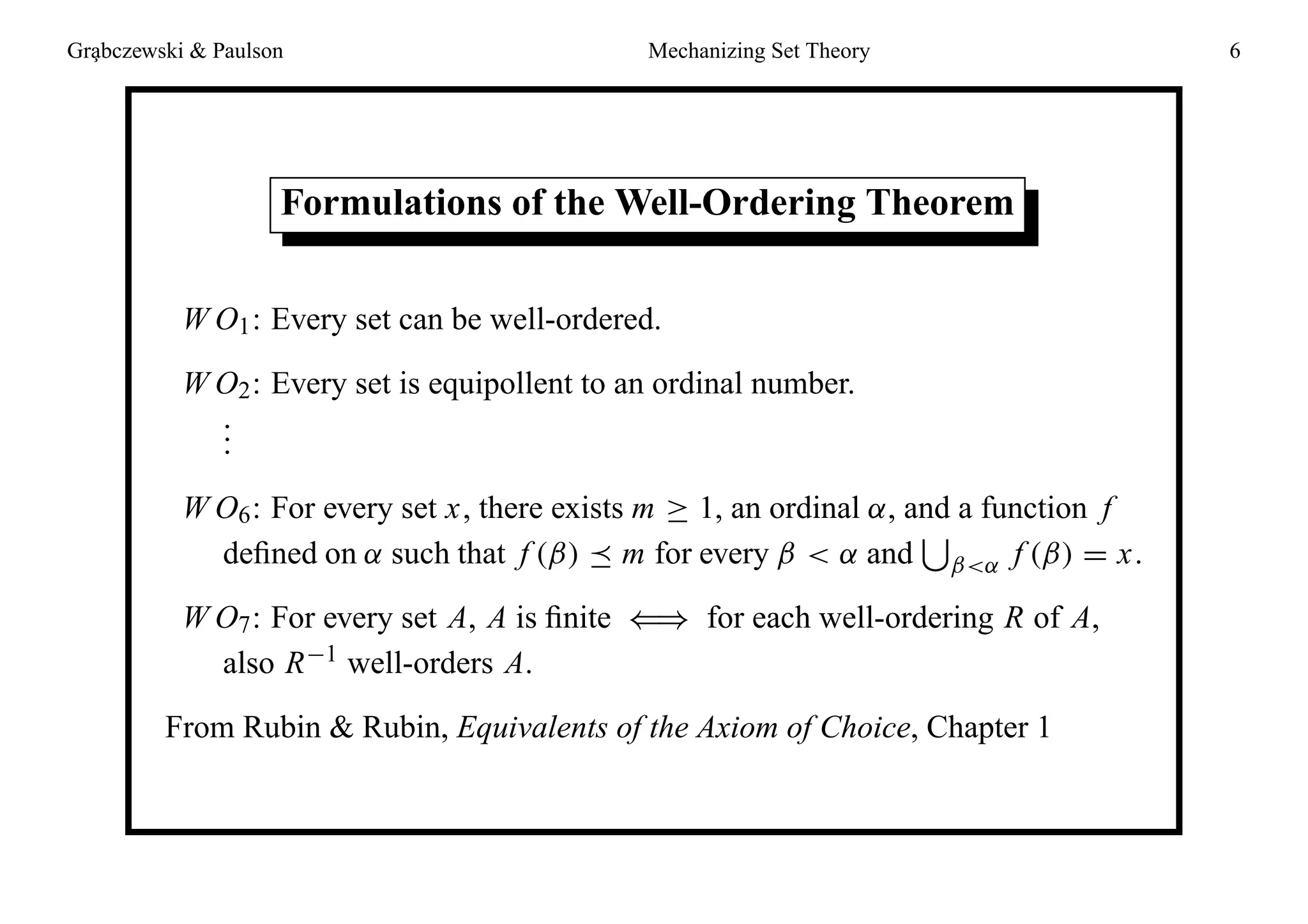 Mechanizing set theory: cardinal arithmetic and the axiom of choice | PPT