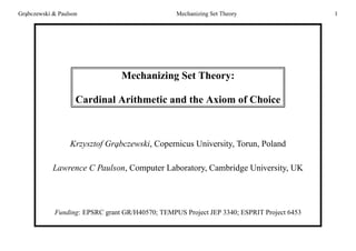 Mechanizing set theory: cardinal arithmetic and the axiom of choice | PPT