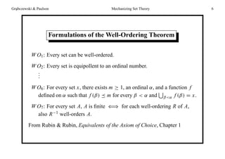 Mechanizing set theory: cardinal arithmetic and the axiom of choice | PPT