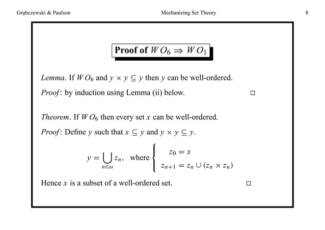 Mechanizing set theory: cardinal arithmetic and the axiom of choice | PPT