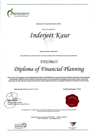 Diploma of Financial Planning | PDF