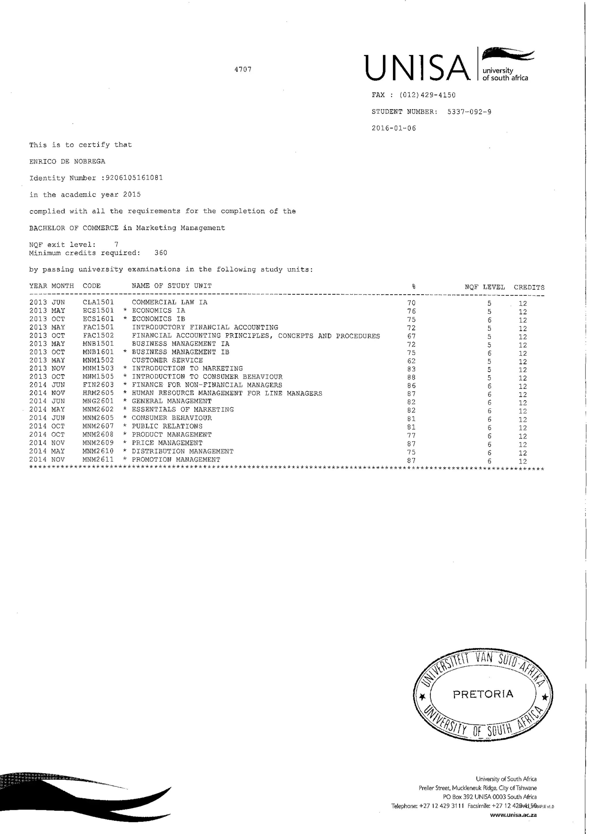 Academic Transcript | PDF