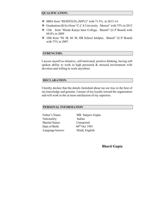 Bharti Resume | PDF