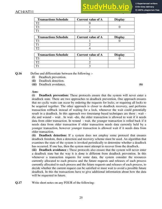 AC14 AT11 Database Management Systems OBJECTIVE TYPE QUESTIONS | PDF