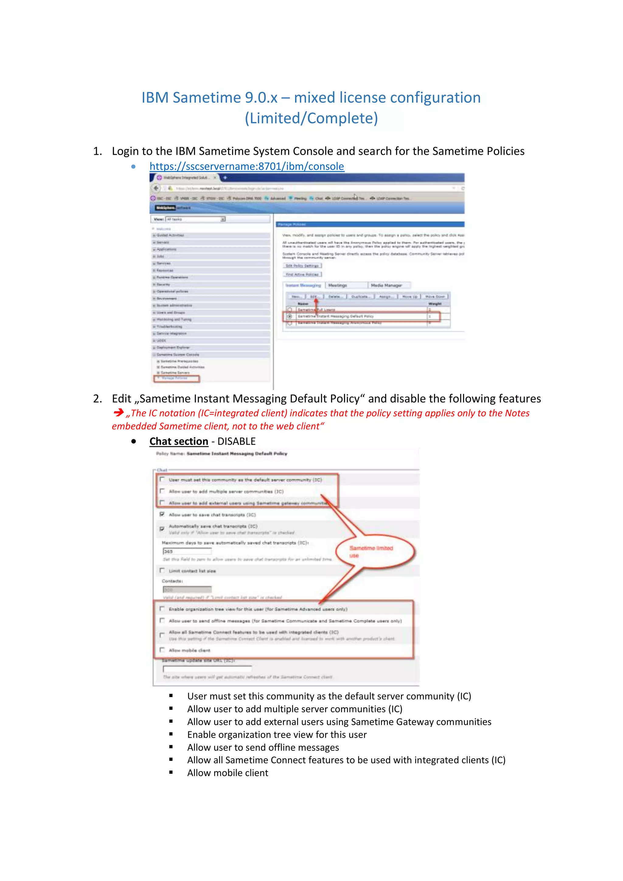 Ibm Sametime 9 0 X Mixed License Configuration Limted Vs Complete Pdf Computing