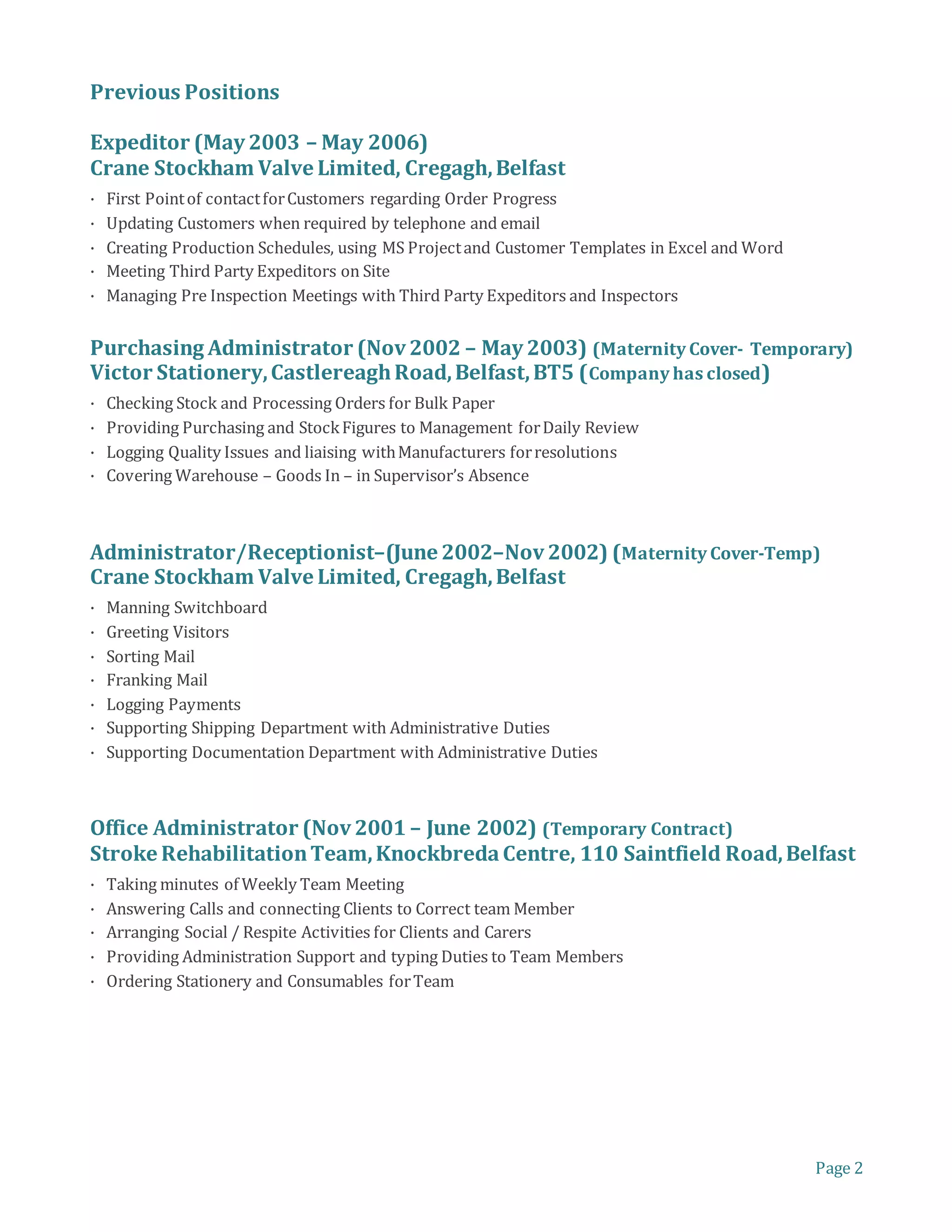 Curriculum Vitae - Emma Barwell | DOCX