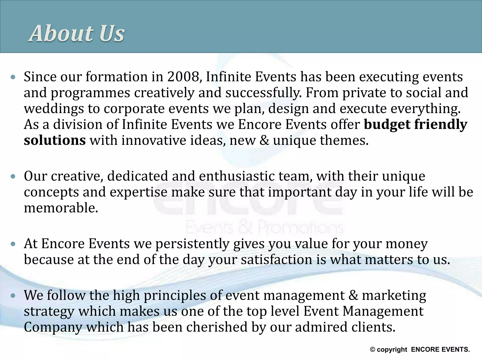 ENCORE EVENTS - Credentials | PPTX