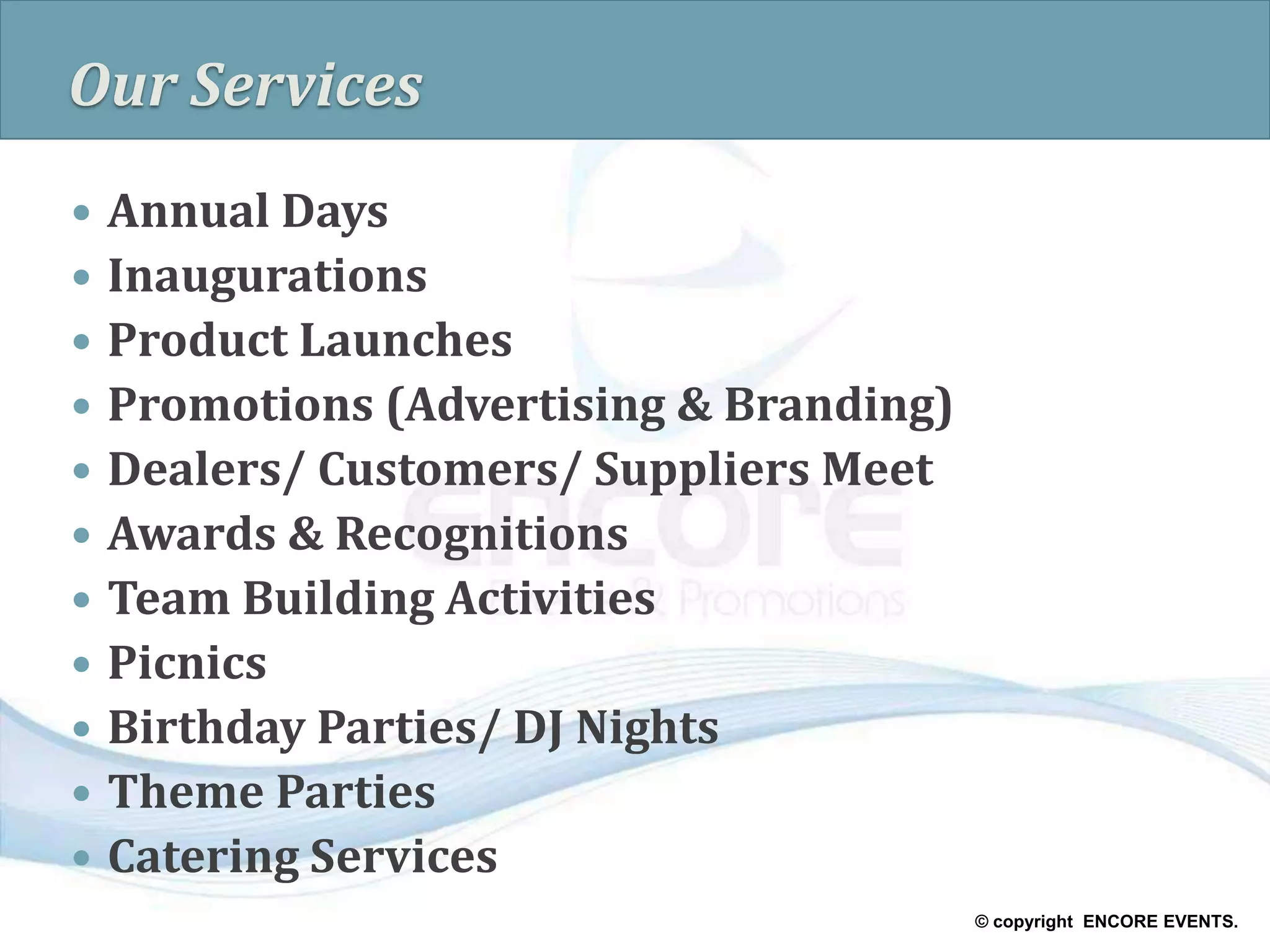 ENCORE EVENTS - Credentials | PPTX