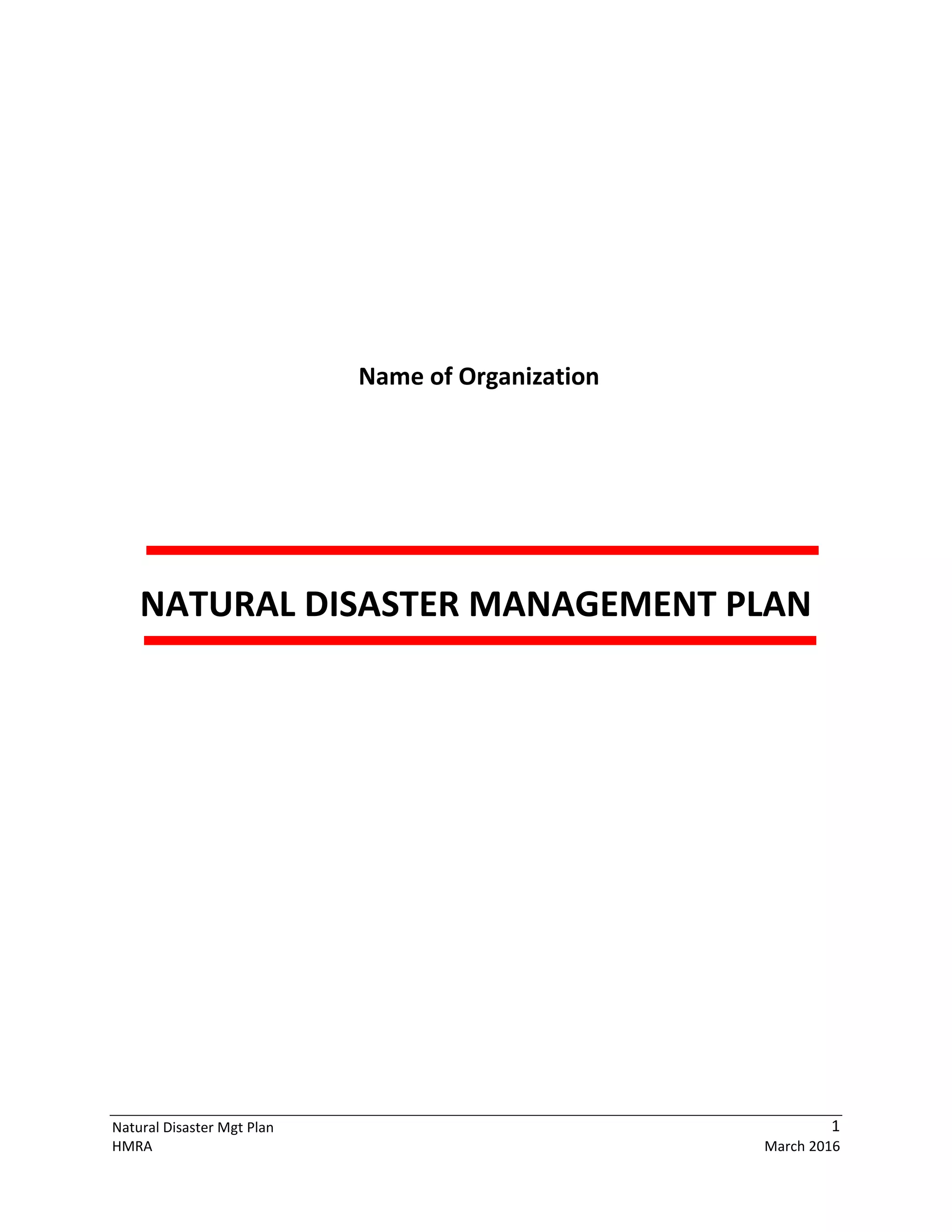 Natural Disaster Management Plan | PDF