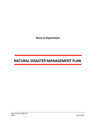 Natural Disaster Management Plan | PDF