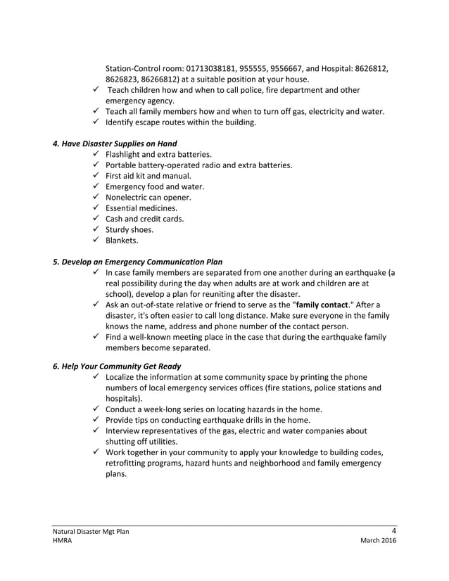 Natural Disaster Management Plan | PDF