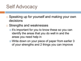 Active Learning and Self Advocating | PPTX | Education