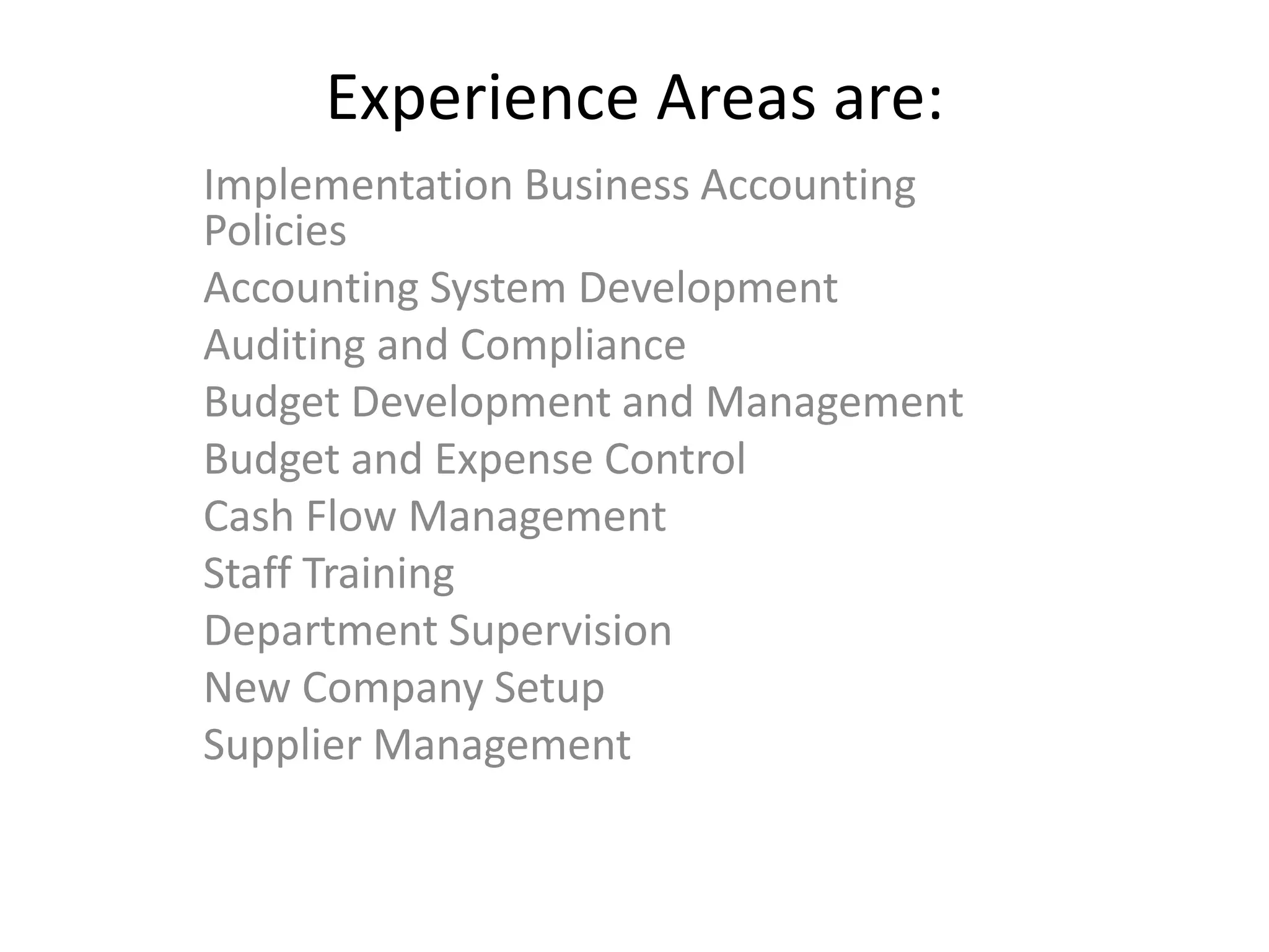 Experience Areas are | PPTX