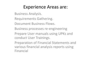 Experience Areas are | PPT