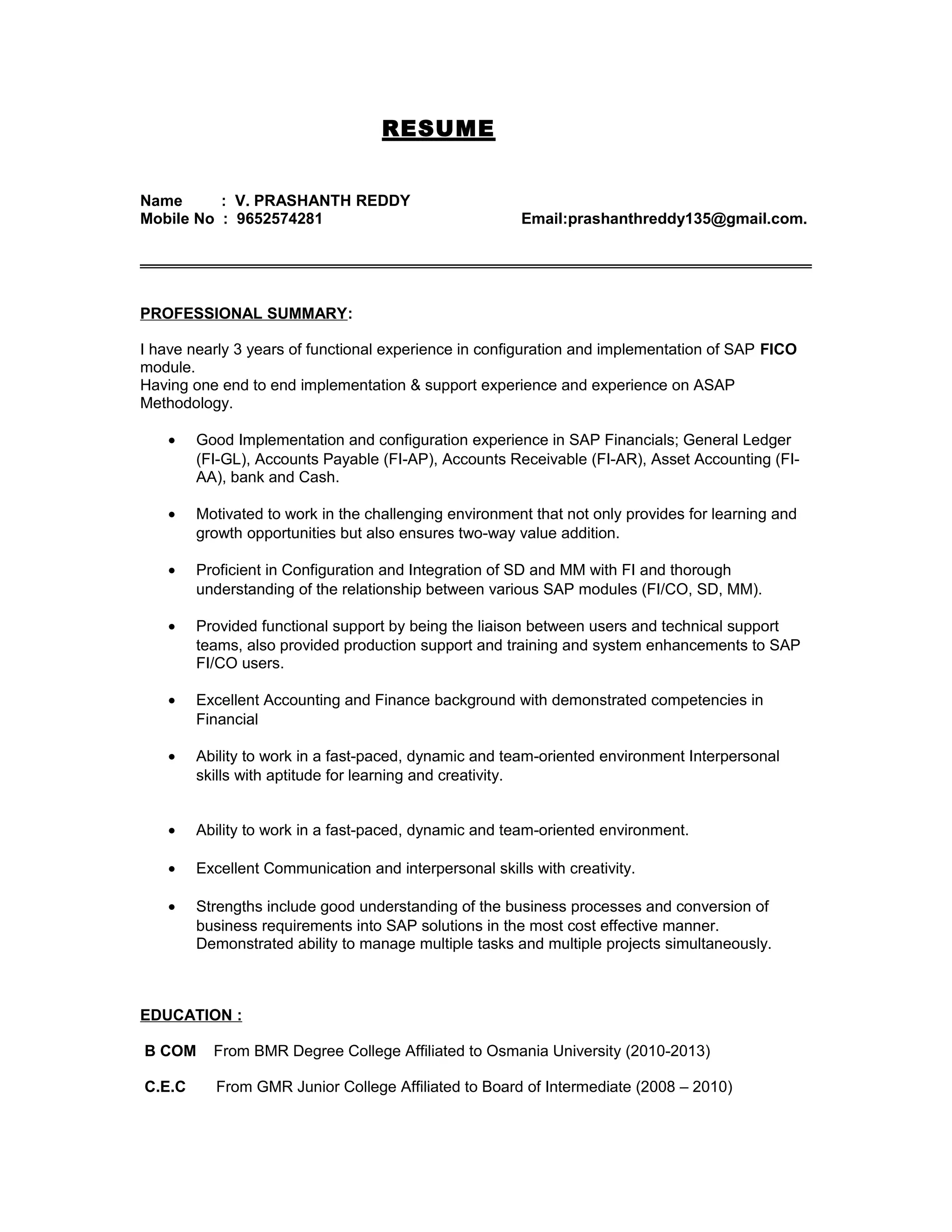 SAP PRASHANTH RESUME | DOC