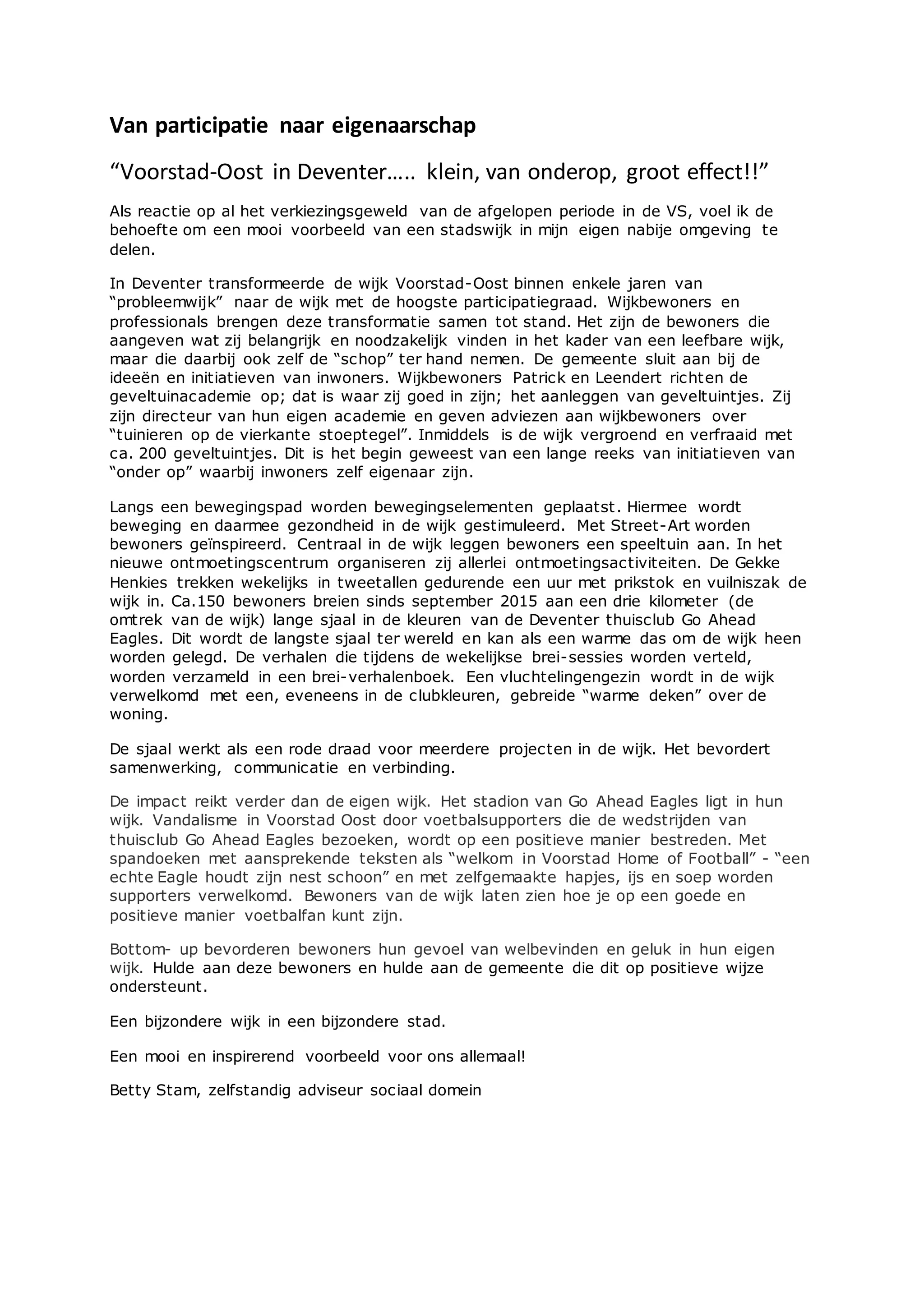 Van participatie naar eigenaarschap | DOCX