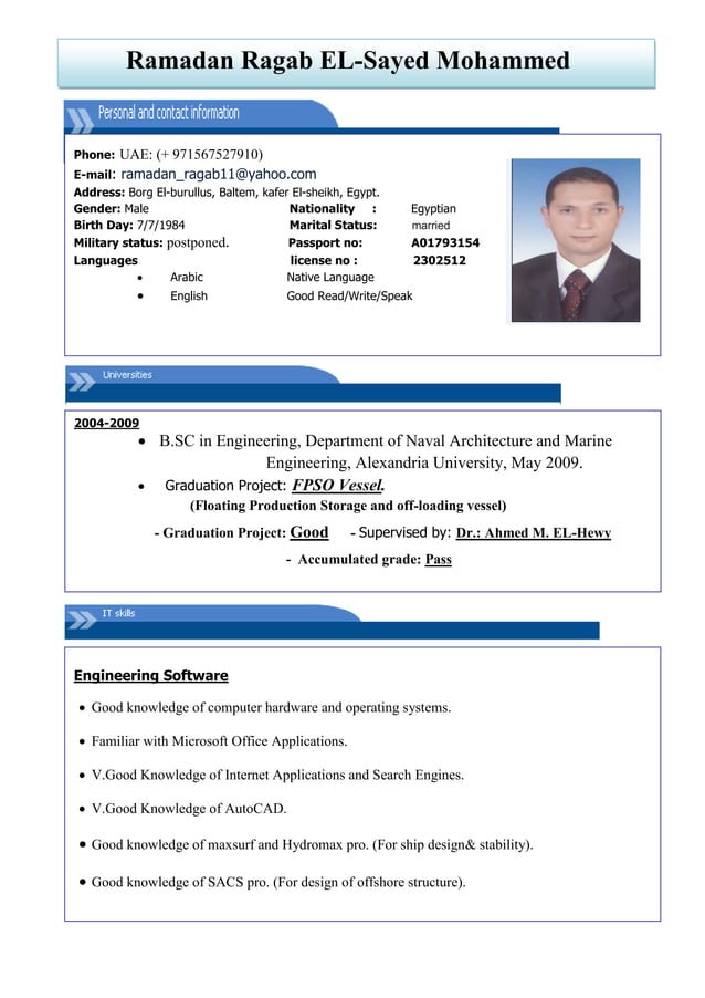 My C.V(ramadan ragab) (1) | PDF | Business | Business and Finance