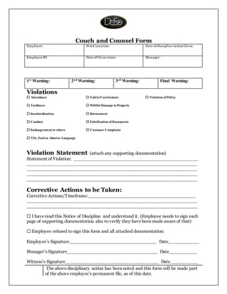 Couch and Counsel Form | DOCX